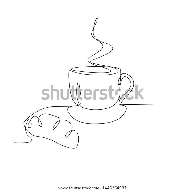 Continuous Line Drawing Coffee Isolated Sketch Stock Vector (Royalty ...