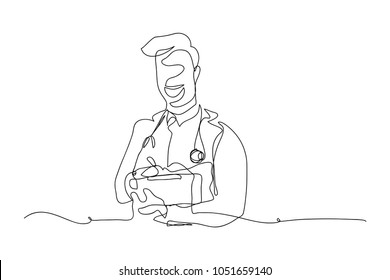 Continuous Line Drawing Concept Doctor Health Stock Vector (Royalty ...