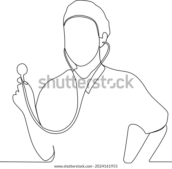 Continuous Line Drawing Concept Doctor Health Stock Vector (Royalty ...