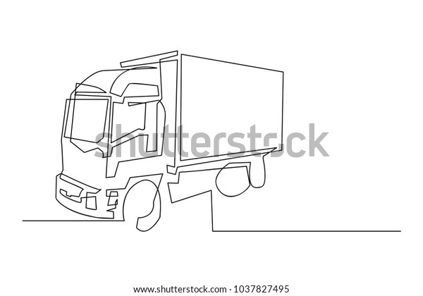 Continuous Line Drawing Construction Truck Vector Stock Vector (Royalty ...