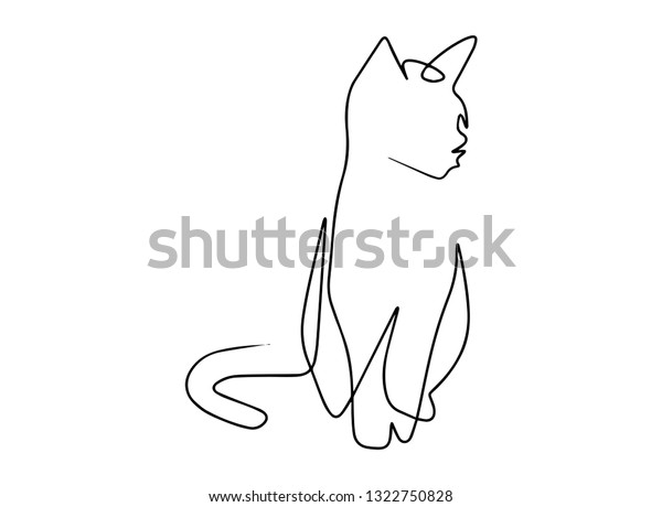 Continuous Line Drawing Cute Cat Vector: เวกเตอร์สต็อก (ปลอดค่า ...