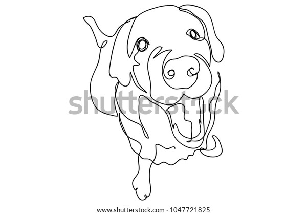 Continuous Line Drawing Cute Pet Dog Stock Vector (Royalty Free ...
