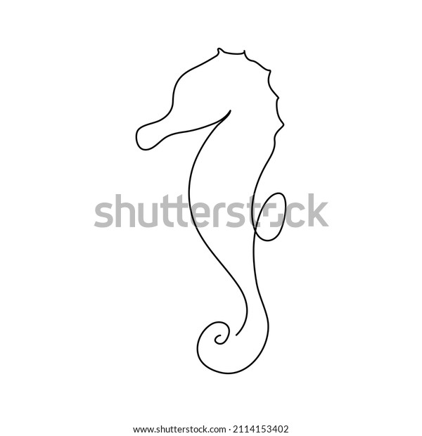Continuous Line Drawing Cute Seahorses Create 库存矢量图（免版税）2114153402 ...