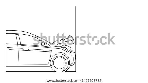 Continuous Line Drawing Damaged Car Smashed Stock Vector (Royalty Free ...