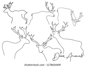 Continuous Line Drawing Deer Wildlife Vector Stock Vector (Royalty Free ...