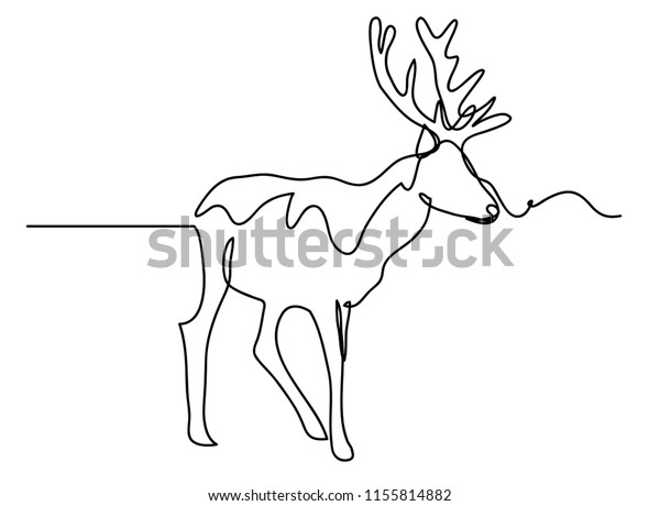 Continuous Line Drawing Deer Wildlife Vector Stock Vector (Royalty Free ...