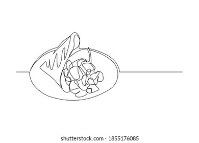 Continuous Line Drawing Delicious Crispy Crepes Stock Vector (Royalty ...