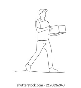 Continuous Line Drawing Delivery Man Minimalism Stock Vector (Royalty ...