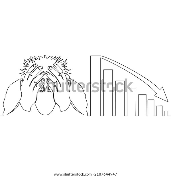 Continuous Line Drawing Desperate Businessman Financial Stock Vector ...