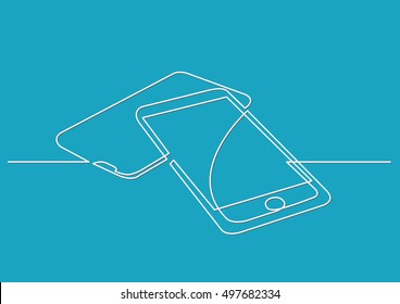 Continuous Line Drawing Digital Devices: เวกเตอร์สต็อก (ปลอดค่า ...