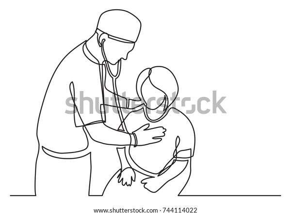 Continuous Line Drawing Doctor Examining Female Stock Vector (Royalty ...