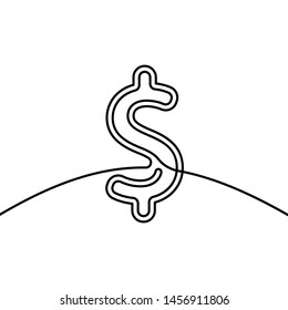 Continuous Line Drawing Dollar Sign Black Stock Vector (Royalty Free ...