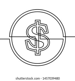 Continuous Line Drawing Dollar Sign Circle Stock Vector (Royalty Free ...