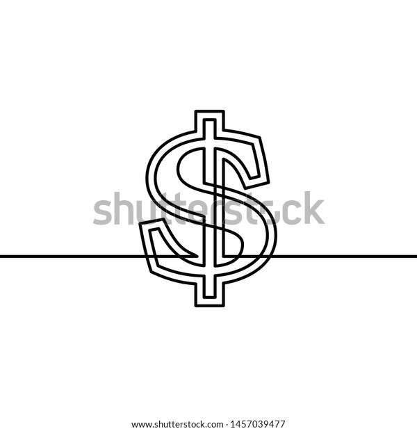 Continuous Line Drawing Dollar Sign Black Stock Vector (Royalty Free ...