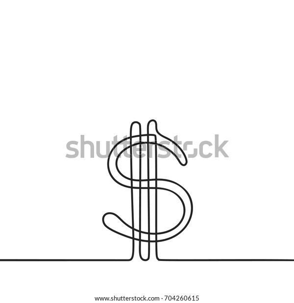 Continuous Line Drawing Dollar Sign Black Stock Vector (Royalty Free ...