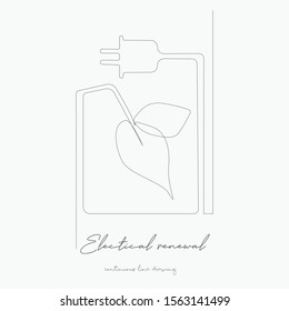 Continuous Line Drawing Electical Renewal Energy Stock Vector (Royalty ...