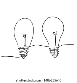 Continuous Line Drawing Electric Light Bulb Stock Vector (Royalty Free ...