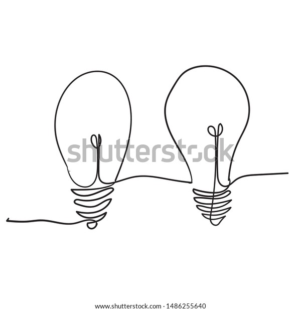 Continuous Line Drawing Electric Light Bulb Stock Vector (Royalty Free ...