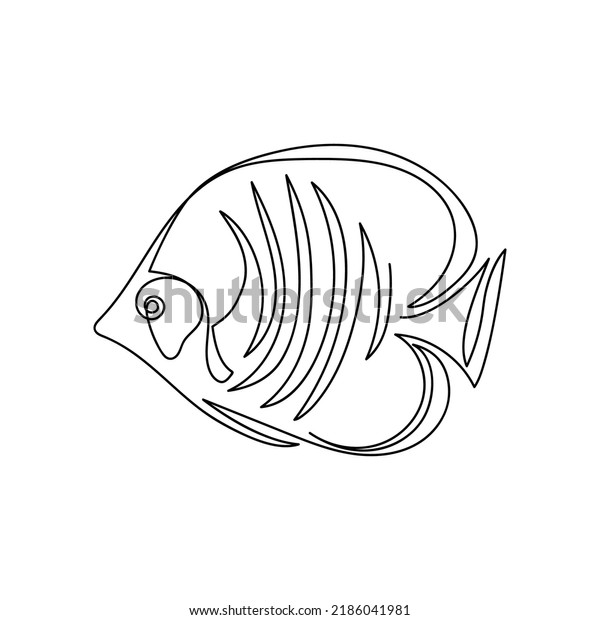 Continuous Line Drawing Exotic Fish Sketch Stock Vector (Royalty Free ...