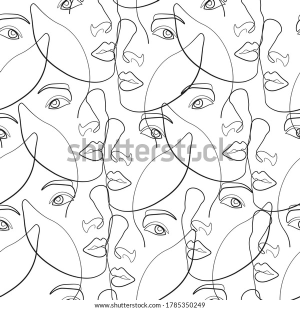 Continuous Line Drawing Faces Fashion Minimalist Stock Vector (Royalty ...