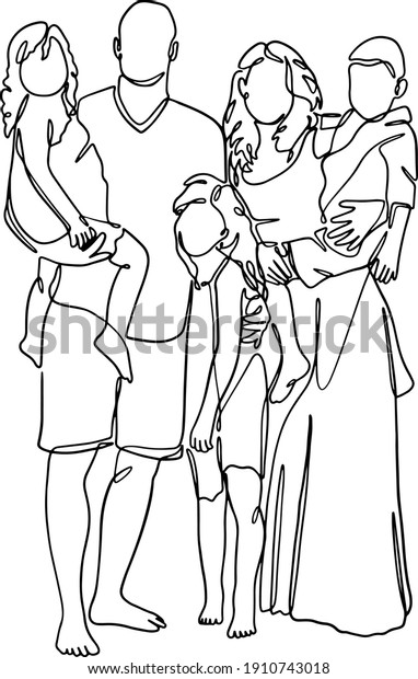 Continuous Line Drawing Family Template Your Stock Vector (Royalty Free ...