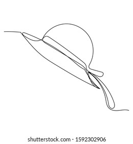Continuous Line Drawing Female Hat Stock Vector (Royalty Free ...