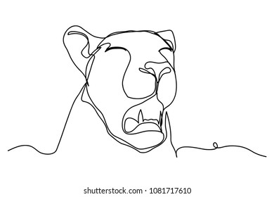 Continuous Line Drawing Female Lions Wildlife Stock Vector (Royalty ...