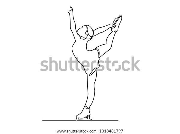 Continuous Line Drawing Figure Skating Girl Stock Vector (Royalty Free ...