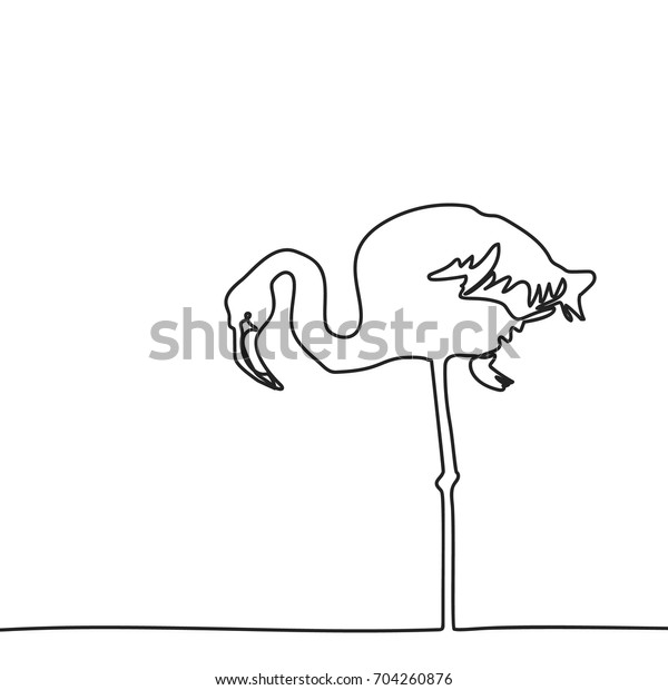 Continuous Line Drawing Flamingo Staying On Stock Vector (Royalty Free ...