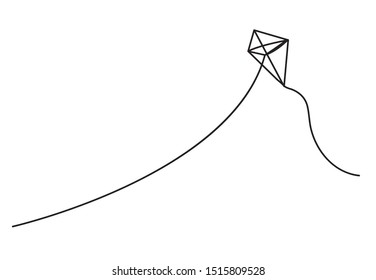 Continuous Line Drawing Flying Kite Stock Vector (Royalty Free) 1515809528