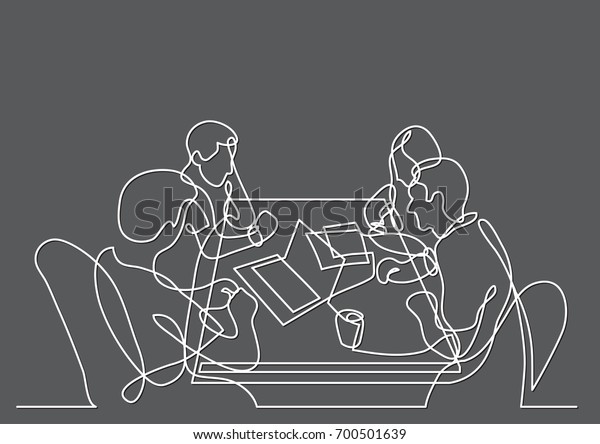 Continuous Line Drawing Four Team Members 스톡 벡터(로열티 프리) 700501639 ...
