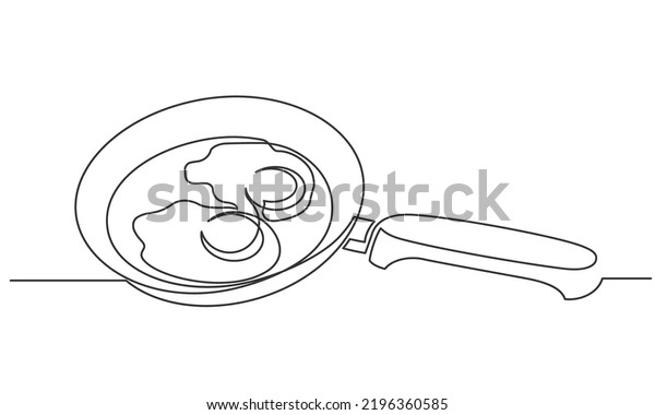 Continuous Line Drawing Fried Egg On Stock Vector (Royalty Free ...