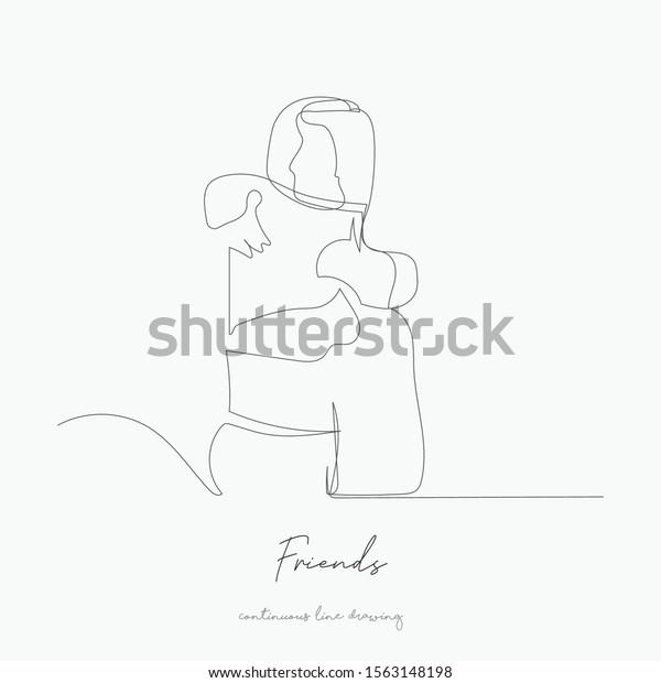 Continuous Line Drawing Friends Simple Vector Stock Vector (Royalty ...