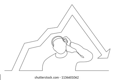 Continuous Line Drawing Frustrated Man Decreasing Stock Vector (Royalty ...