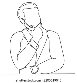 Continuous Line Drawing Gaze Young Businessman Stock Vector (Royalty ...