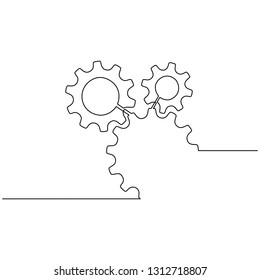 Continuous Line Drawing Gears Wheel Gears Stock Vector (Royalty Free ...