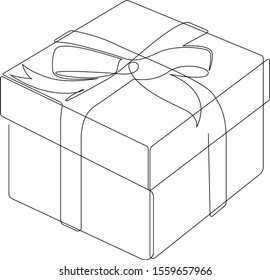 Continuous Line Drawing Gift Box Ribbon Stock Vector (Royalty Free ...