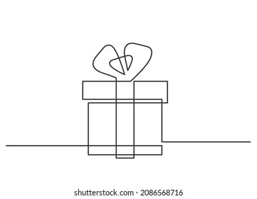 Continuous Line Drawing Gift On White Stock Vector (Royalty Free ...