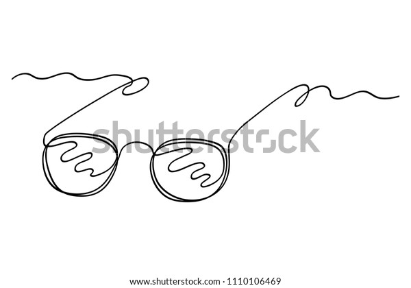 Continuous Line Drawing Glasses Black Isolated Stock Vector (Royalty ...
