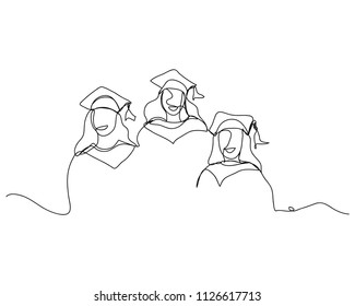 Continuous Line Drawing Graduation Students Card Stock Vector (Royalty ...