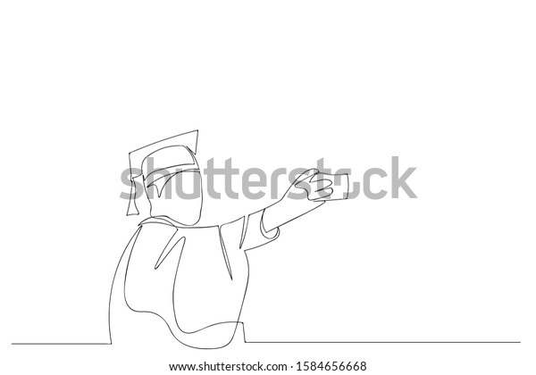 Continuous Line Drawing Graduation Students Card: เวกเตอร์สต็อก (ปลอด ...