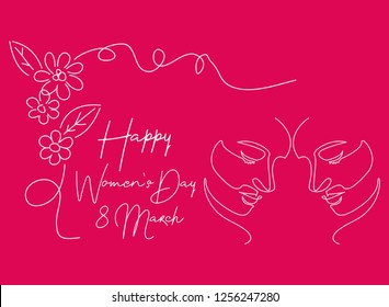 Continuous Line Drawing Greeting Card Design Stock Vector (Royalty Free ...