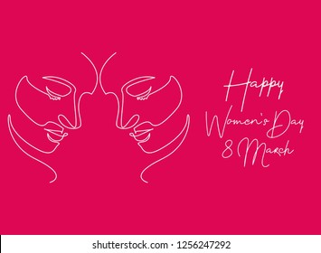 Continuous Line Drawing Greeting Card Design Stok Vektör (Telifsiz ...