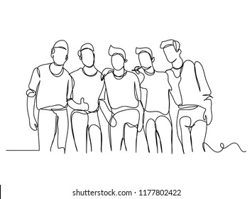 Single Continuous Line Drawing About Group: เวกเตอร์สต็อก (ปลอดค่า ...