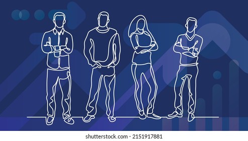 Continuous Line Drawing Group Positive People Stock Vector (Royalty ...