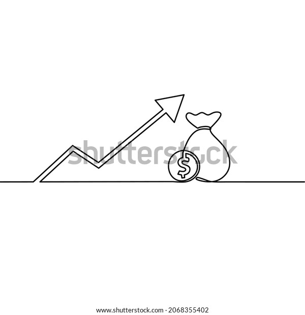 Continuous Line Drawing Growth Arrow Money Stock Vector (Royalty Free ...