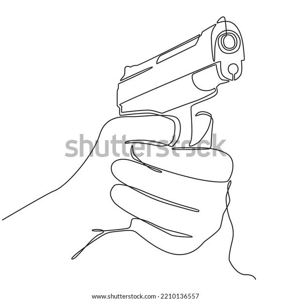 Continuous Line Drawing Gun Hand Illustration Stock Vector (Royalty ...