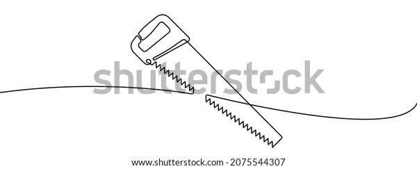 Continuous Line Drawing Hacksaw Wood Hand Stock Vector (Royalty Free ...