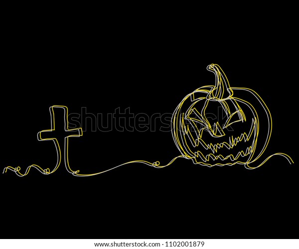 Continuous Line Drawing Halloween Stock Vector (Royalty Free ...
