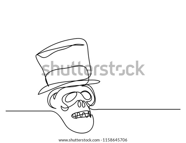 Continuous Line Drawing Halloween Skulls Ghost Stock Vector (Royalty ...